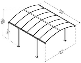 Palram Arcadia 4300 hliníkový (montovaný) přístřešek s obloukovou střechou