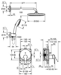 GROHE 25292000 - Podomítkový sprchový systém START VITALIO START 250 chrom