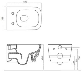 Závěsné WC BELLO Rimless s podomítkovou nádržkou a tlačítkem Schwab, bílá - 100214-SET5