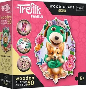 Trefl Wood Craft Junior - Puzzle - Šťastní treflíci / 50 dílků / 28.3