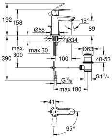 Grohe Eurostyle Cosmopolitan - Páková umyvadlová baterie, Energy Saving, S-Size, chrom 2338720E