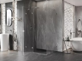 Mexen Lunar, výklopný sprchový kout levý 75 x 80 cm, 8mm čiré sklo, ocelový profil, 834-075-080-97-00-L