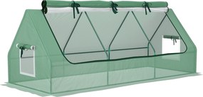 Skleník Outsunny se samostatnými okny, PE síťová fólie, UV odolný fóliový skleník z oceli, skleník na balkon a zahradu 240x90x90cm, skleník na rajčata