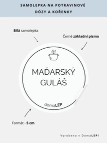 Samolepka na kořenky MAĎARSKÝ GULÁŚ bílá 5 cm základní písmo