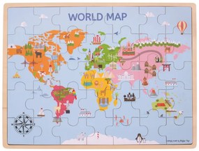 Bigjigs Toys Dřevěná puzzle mapa světa