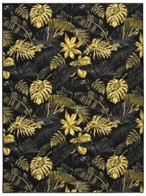 Kusový koberec Monstera Listy palmy černý / zlatý Rozměr: 100x400 cm