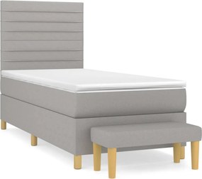 Box spring postel s matrací světle šedý 100 x 200 cm textil 3137213