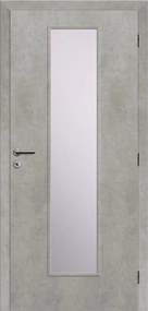Solodoor Interiérové dveře Etta 7, 80 P, 850 × 1985 mm, fólie, pravé, beton, prosklené