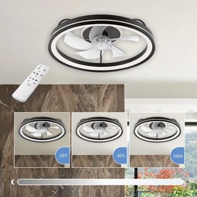 LED Stropní svítidlo s ventilátorem FARGO LED/37W/230V černá + DO