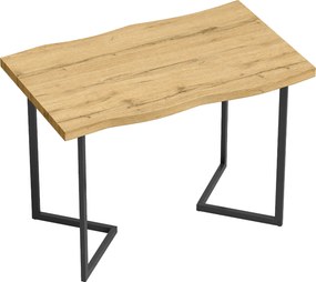 HOMCOM jídelní stůl pro 2 osoby s tlustou stolní deskou, kovové nohy, moderní styl, 110x67x75,5 cm, dub