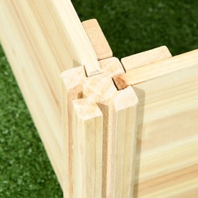Outsunny Velký Dřevěný Zahradní Květináč s Trellis pro Popínavé Rostliny a 2 Vyvýšené Záhony pro Terasu a Balkon 230x60x110 cm Přírodní
