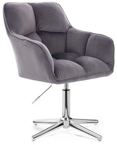 LuxuryForm DESIGN Otočné křeslo AMALFI VELUR na stříbrném kříži - tmavě šedé