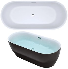 BPS-koupelny Volně stojící akrylátová vana HYD-CES518B 160x75 bílá/černá, odtokový komplet chrom