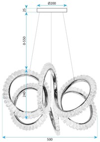 Toolight Toolight, LED závěsné osvětlení 50cm, G037-CP, zlatá lesklá, OSW-06304