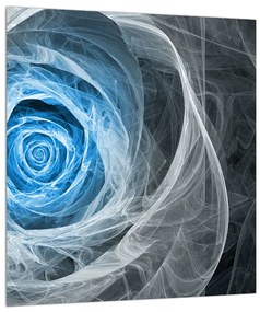 Abstraktní obraz modré růže (30x30 cm)