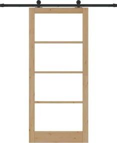 Posuvné dveře ORKDAL 93 x 211 cm Masivní borové dřevo a sklo 3332009