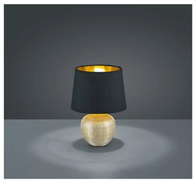 Černá stolní lampa z keramiky a tkaniny Trio Luxor, výška 26 cm