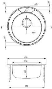 Deante ZHC_0813 - Kuchyňský dřez TWIST pr. 49 cm satin