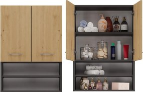 TPS Koupelnová skříňka nad pračku POLA MINI DK - Antracit - Dub artisan