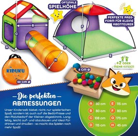 KIDUKU® hrací stan + 200 míčků + tunel + taška dětský stan ball pit dětský stan