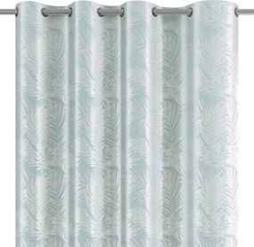 Závěs AmeliaHome Velvet Silver Leaves s průchodkami 140x245 cm mátový