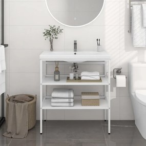 Koupelnový regál pod umyvadlo bílý 79 x 38 x 83 cm železo 338486