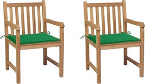vidaXL Zahradní židle 2 ks podušky masivní teakové dřevo [3062731] Barva: Zelená