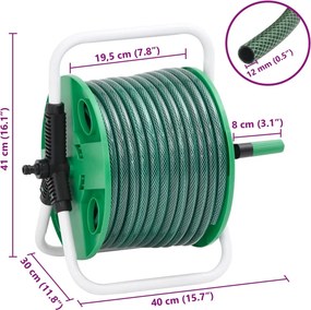 Volně stojící zelený hadicový naviják s 20m hadicí PVC 3281507