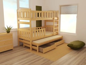 Patrová postel s výsuvnou přistýlkou PPV 007 90 x 190 cm - přírodní