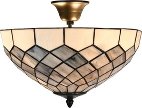 Bílo-šedá stropní lampa Tiffany Paulette - Ø 41*24 cm E14/ 2*40W