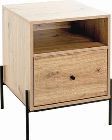 XXXLutz NOČNÍ STOLEK, černá, barvy dubu, 45/60/47 cm - 001931038001