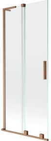 Mexen Velar L, 2-křídlová posuvná vanová zástěna 80 x 150 cm, 8mm čiré sklo, měděná matná, 896-080-003-01-65