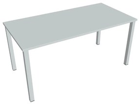 Stůl jednací rovný 160 cm - Hobis Uni UJ 1600 Dekor stolové desky: šedá, Barva nohou: Stříbrná