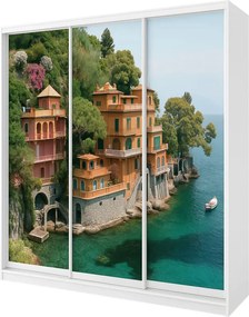 Skříň Rim-Veneziano 3D 1.8 m bílá s fasádami fototisk F23LSR
