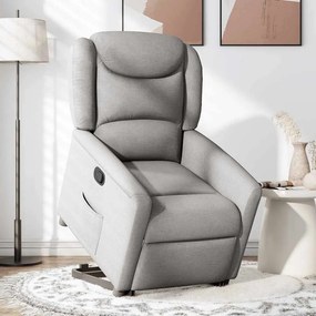 Zvedací polohovací křeslo obláčkově šedé textil 3303203