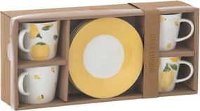 Kávová sada 4 šálků s podšálky Casa Limone - Ø 13*7 cm / 200 ml