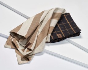 Humdakin Utěrka z recyklované bavlny Brown Plaid - set 2 ks, černá barva, hnědá barva, textil