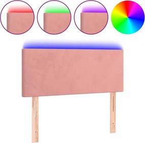 Čelo postele s LED růžové 80 x 5 x 78/88 cm samet 3121367