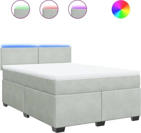Box spring postel s matrací světle šedá 160x200 cm samet 3288648
