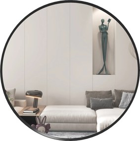HOMCOM nástěnné zrcadlo 60 x 60 cm kulaté koupelnové zrcadlo s hliníkovým rámem, dekorativní zrcadlo do koupelny obývacího pokoje předsíně ložnice če…