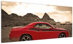 Červené auto - obraz (100x40cm)
