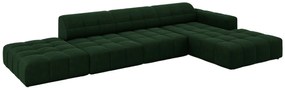 OnaDnes -20% Lahvově zelená sametová rohová pohovka Cosmopolitan Design Chicago 341 cm, pravá