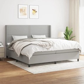 Box spring postel s matrací světle šedá 200 x 200 cm textil,  3131377