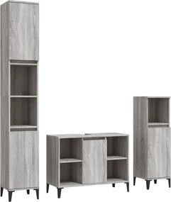3dílný set koupelnového nábytku šedý sonoma kompozitní dřevo 3185627