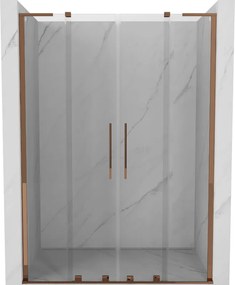 Mexen Velar L Duo, posuvné sprchové dveře do otvoru 160 cm, 8mm čiré sklo, růžové zlato, 871-160-003-02-60