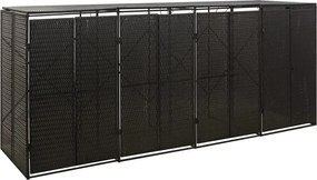 vidaXL Přístřešek na čtyři popelnice 274 x 80 x 117 cm polyratan [319867] Barva: Černá
