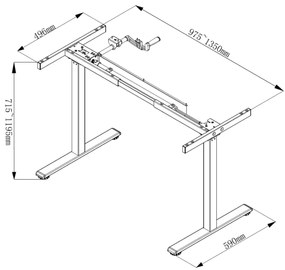 Výškově nastavitelný stůl Liftor Entry, černý, Bez desky, polohovatelný stůl
