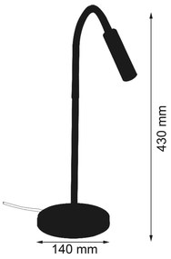 LED stolní lampa Rocco, chrom, rameno černá