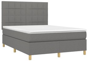 Box spring postel s matrací a LED tmavě šedá 140x190 cm textil,  3135430