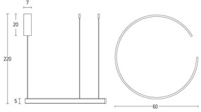 Zambelis 2011 závěsné LED stmívatelné svítidlo kávová, 30W, 3000K, ø60cm